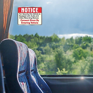 Notice Vehicle is Equipped with Audio and Video Recording Devices Consent by Entering Sticker - (Pack of 20) 4"x3" Large CCTV Surveillance Warning Sign Laminated Vinyl Decal