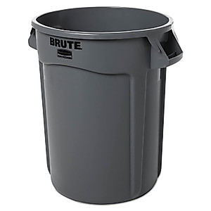 Rubbermaid Commercial 262000GRA Round Brute Container, Plastic, 20 gal, Gray