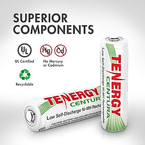 Tenergy Centura Low Self Discharge NiMH Rechargeable Battery Combo, Includes 12xAA 8xAAA 4x9V Rechargeable Batteries, 24 Pack