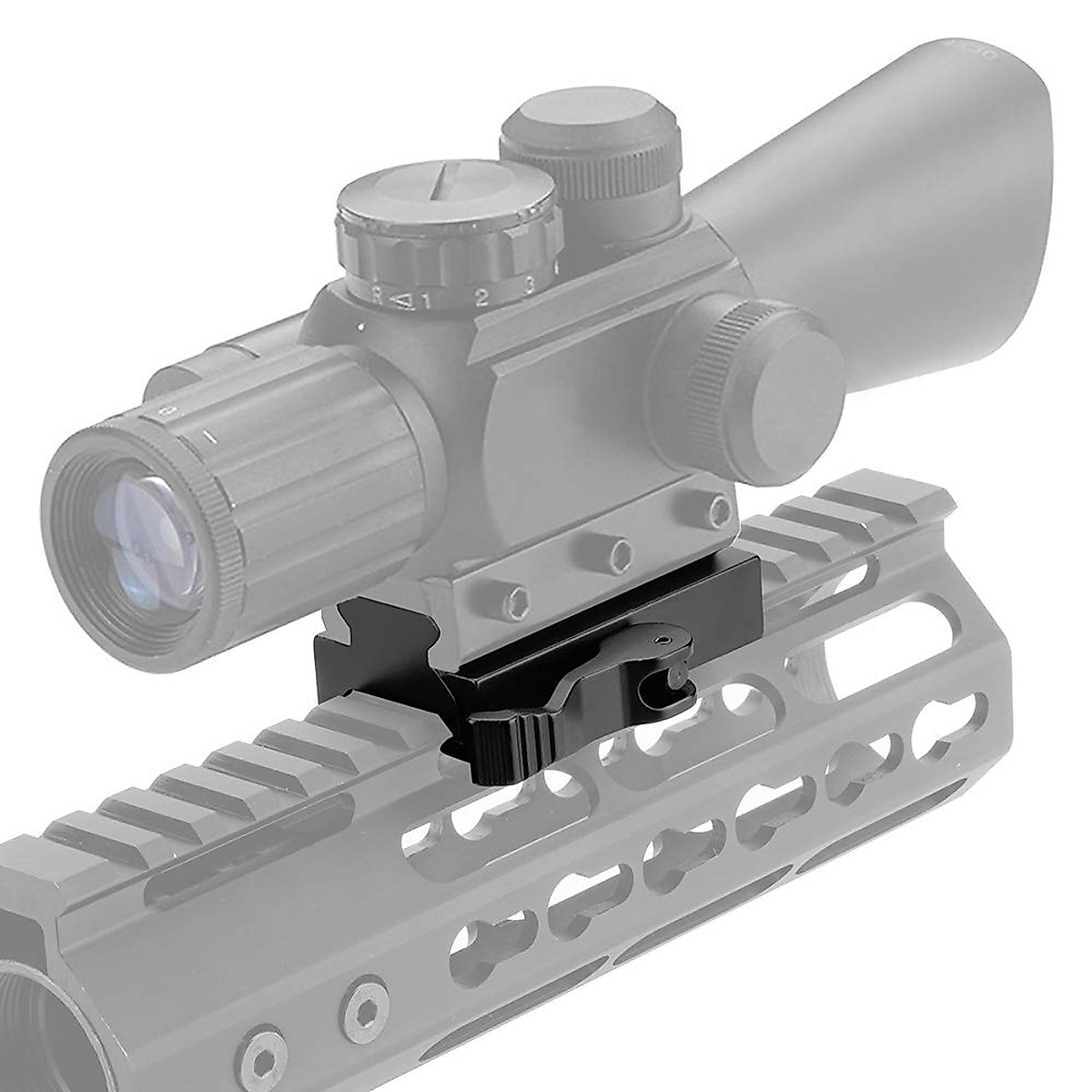 LONSEL Picatinny Riser Mount, Low Profile Rail Riser Mounts Adaptor with QD Lever Lock Quick Release & 5 Slots Picatinny Rails for Scope Rings Optics Sights, 1/2" H x 2.5''L (1 Pack)