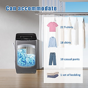 AXUTL Washing Machine Washer Machine 1.25cu.ft Apartment Dorm Laundry Compact Portable Washer Gray Full Automatic, 8 Water Levels, 10 Wash Programs