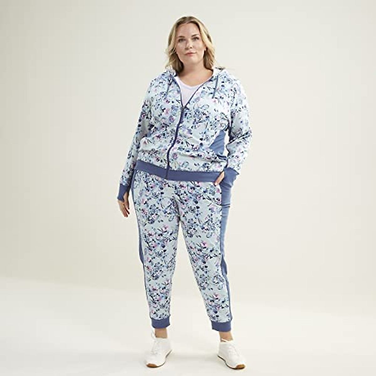 Vera Bradley Women's Active French Terry Color-blocked Jogger Pants With Pockets (Extended Size Range), Fresh-Cut Bouquet, XXXLarge