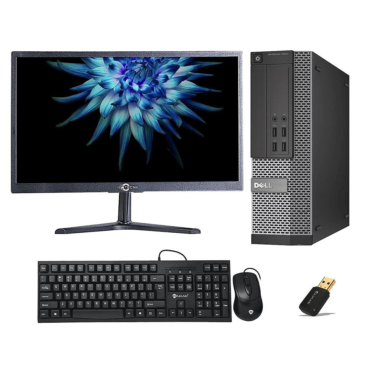 Dell OptiPlex 9020 Desktop Fast PC with Tecnii 20 HD 3ms Monitor(HDMI) (Intel Quad Core i5 up to 3.60 GHz, 16GB DDR3, 512GB SSD, KB, Mouse, Wireless WiFi, DP, Windows 10 Home 64-bit)(Renewed)