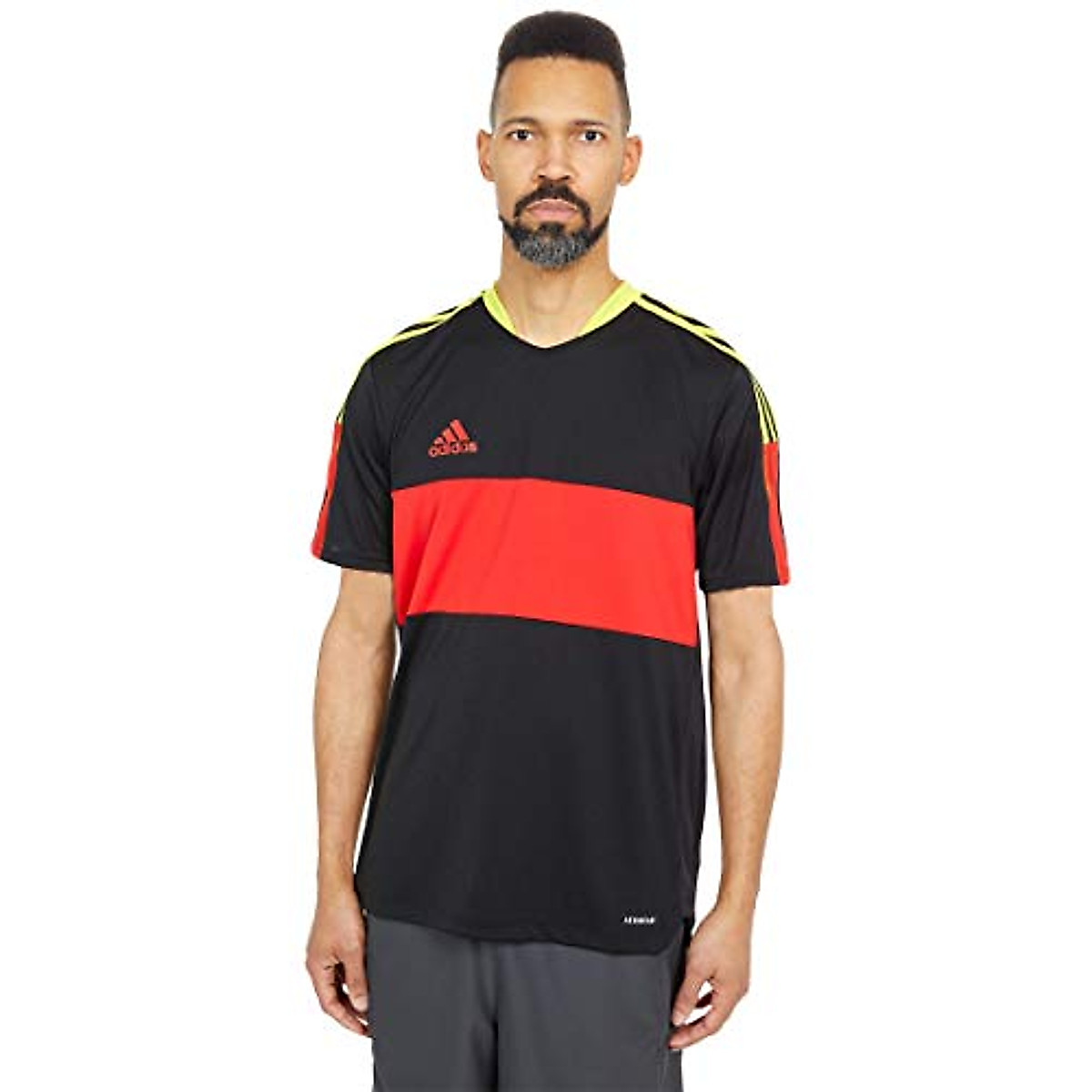 adidas mens Tiro Jersey CU Black/Vivid Red/Acid Yellow X-Large