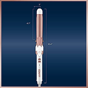 Conair Double Ceramic 1-Inch Curling Iron, 1-inch barrel produces classic curls – for use on short, medium, and long hair