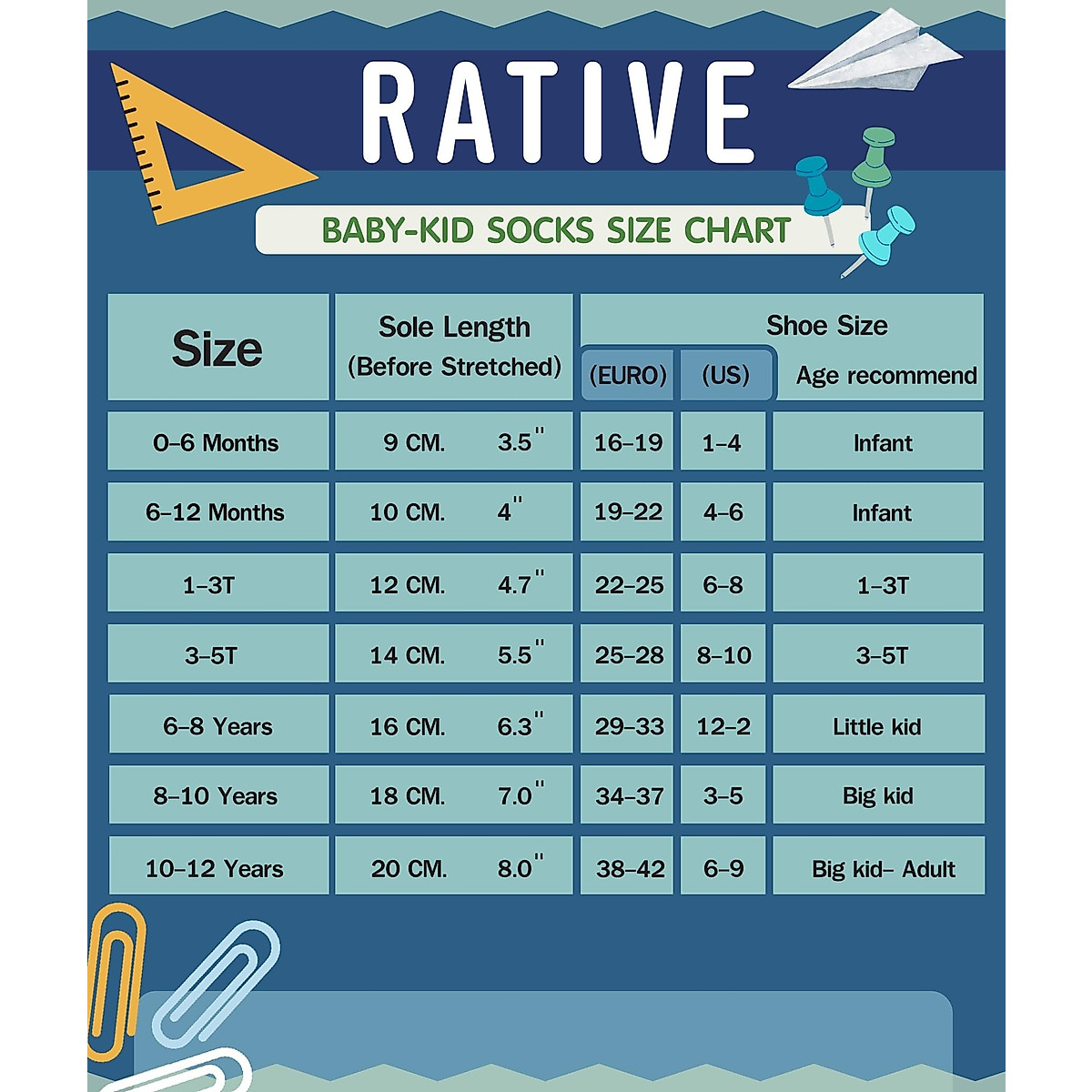 RATIVE Basic Cotton Crew Socks for Unisex Baby Infant Toddler Kids Boys Girls(3-5T,12-pairs/black)