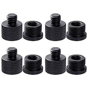 8 Pieces Mic Stand Adapter 5/8 Female to 3/8 Male and 3/8 Female to 5/8 Mic Thread Adapter Set Male Screw Adapter Thread for Camera Monitor Tripod Thread for Adapter Microphone