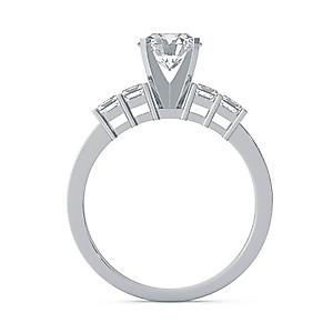 VOLVIROS 1 CT Round Cut Moissanite Engagement Rings for Women for Women Platinum Plated Silver Size 4