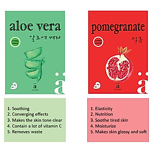 Merry Youth Korean Skin Care Face Masks Sheet - Facial Natural Ampoule Set (pack of 6) - Skincare Treatment Beauty Products for Women, men, teen girl - Hydrating Moisturizer