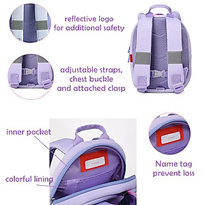 Unicorn Backpack with leash for Girls Kids Backpack Plush Unicorn Toy Bookbag (Purple)