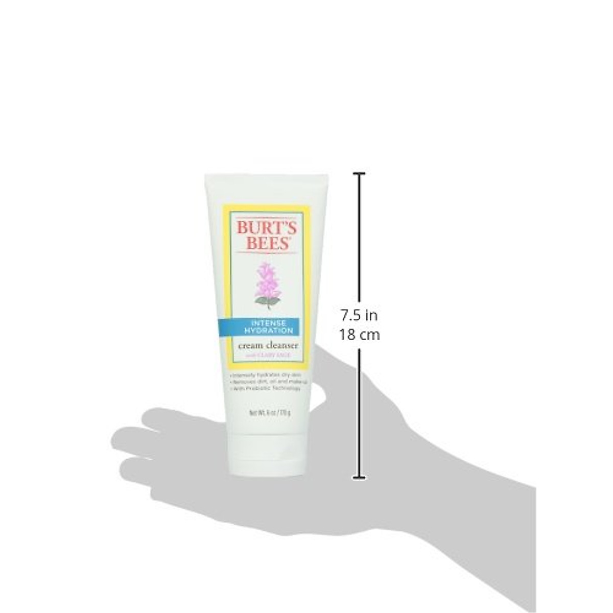 Burt's Bees Intense Hydration Cream Cleanser, Moisturizing Face Wash with Clary Sage, 6 Oz (Package May Vary)