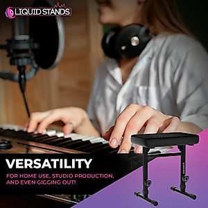 Liquid Stands Piano Bench Adjustable Stool – Music Keyboard Bench Seat for Piano Keyboard Stand with Black Padded Cushion for Musicians Piano Stool Chair (Mesh Fabric)