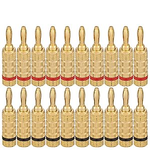 WGGE WG-3333 24k Gold Plated Speaker Banana Plugs-Closed Screw Type (10 Pairs (20 PLUGS))