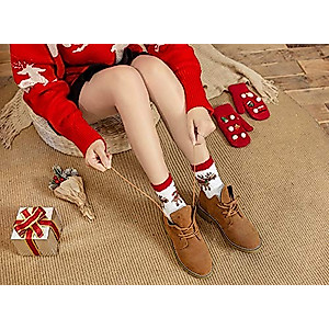 MarJunSep 24 Pairs Christmas Fuzzy Cozy Socks for Women Teen Girls Plush Fluffy Slipper Holiday Sleeping Santa Socks Gifts