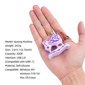 BorlterClamp 32GB USB Flash Drive Cute Cartoon Sewing Machine Model Memory Stick, Gift for Students and Children (Purple)