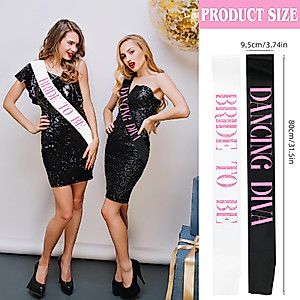 Generic 10 Pcs Bachelorette Party Sashes set - White Bride to Be Sash and Black Bridesmaid Sashes for Bachelorette Party Bridal Shower and Hen Party Decorations Favors (Glitter Hot Pink Letters)