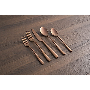 CAMBRIDGE Copper Satin Rise 20-Piece Flatware Set, Service for 4, 0