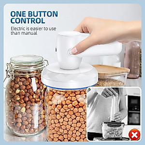 Mason Jar Vacuum Sealer Food Saver Jar Sealer 6 in 1 Electric Handheld Vacuum Sealer Air Pump for Wide and Regular Mouth Mason Jar Compatible with Food Saver Vacuum Sealer Machine (White)