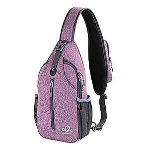 WATERFLY Crossbody Sling Backpack Sling Bag Travel Hiking Chest Bag Daypack (Purple)