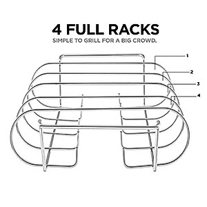 LINELAX Rib Rack, Stainless Steel Roasting Stand, Holds 4 Ribs for Grilling Barbecuing & Smoking - BBQ Rib Rack for Gas Smoker or Charcoal Grill