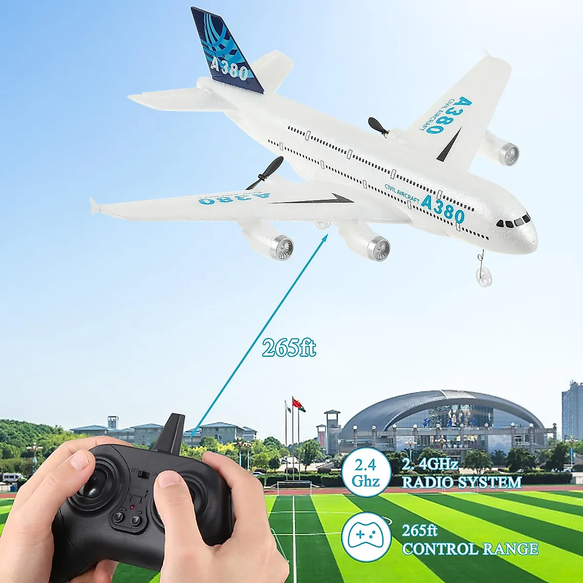 Fistone Remote Control Airplane, RC Plane Ready to Fly, 2.4G 3 Channel RC Aircraft Builted in 6-Axis Gyro, Durable EPP Foam RC Plane, Easy to Fly RC Fighter for Beginner Kids Adults