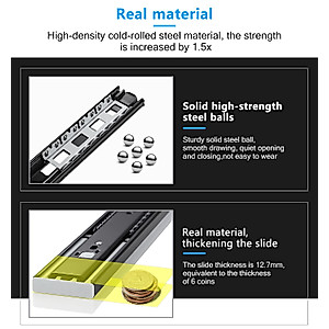 YENUO Push to Open Drawer Slides Full Extension Rail 12 14 16 18 20 22 24 inch handleless Side Mount Dresser Cabinet Bracket Replacement Ball Bearing Tracks kit Guide Runner 100lb 1Pair