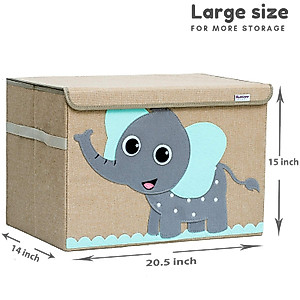 Hurricane Tots Large Toy Chest. Canvas Soft Fabric Children Toy Storage Bin Basket with Flip-top Lid. Collapsible Gray Toy Box for Kids, Boys, Girls, Toddler and Baby Nursery Room