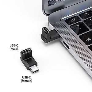 Right Angle USB C Adapter (2 Pack),3.1/10Gbps Up & Down Angled 90 Degree USB Type C Male to Female Extension Connector for MacBook Pro,Nintendo Switch,Laptop,Tablet,Mobile Phone,Oculus Quest Link