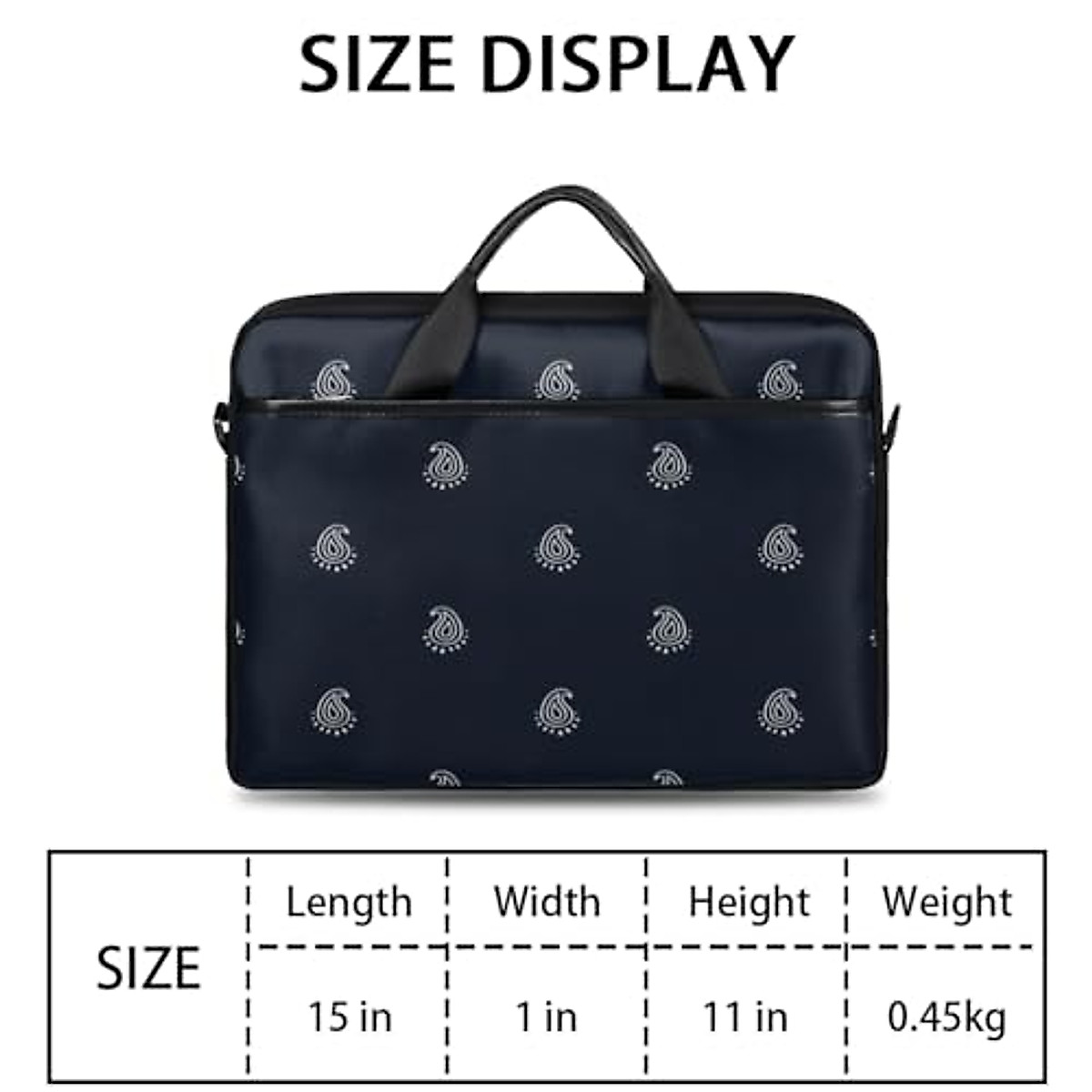 Paisley Water Drops Laptop Computer Bag Waterproof Shoulder Messenger Bag 13-15 inch Durable Laptop Tote Bag with Shoulder Strap Handle Lightweight Crossbody Briefcase
