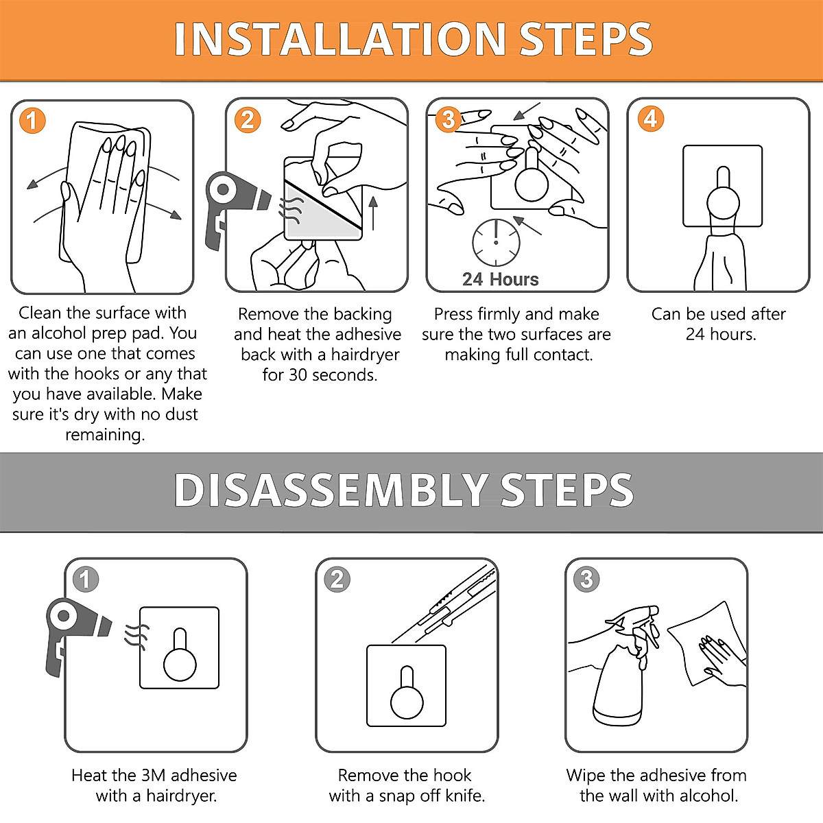 Wall Hooks Robe & Towel Adhesive for Hanging Towels - Set of 4 - for Bathroom, Kitchen - Sticky Hanging Wall Hangers Without Nails