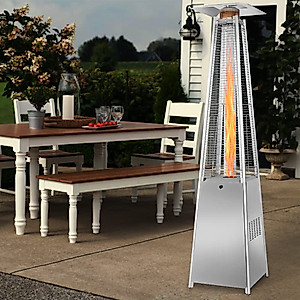 Outdoor Patio Propane Space Heater - 48,000 Btu Pyramid Propane Heater, Outdoor Heater, Portable Heater, Patio Heater Propane, W/ Wheels, Fire Pit Metal Heat (PPH-PYR)