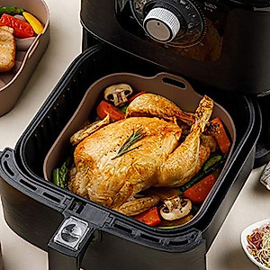 EMVANV Air Fryer Pot, Silicone Square Replacement Basket Grill Pan Baking Microwave Oven Square Tray Air Fryer Oven Accessories