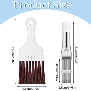 Pimoys 3 in 1 Set Air Conditioner Condenser Fin Comb, 1 AC Coil Cleaner Stainless Steel Fin Comb with 2 Evaporator Radiator Cleaning Whisk Brush