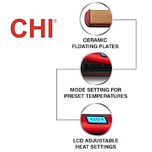 CHI New CHI Original Digital Ceramic Hairstyling Iron 1" Ruby Red, 1 lb.