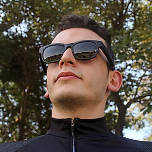 Smart Glasses Wireless Bluetooth Sunglasses Open Ear Music&Hands-Free Calling,for Men&Women,Polarized Lenses,IPX4 Waterproof,Connect Mobile Phones and Tablets (A12Pro-black)