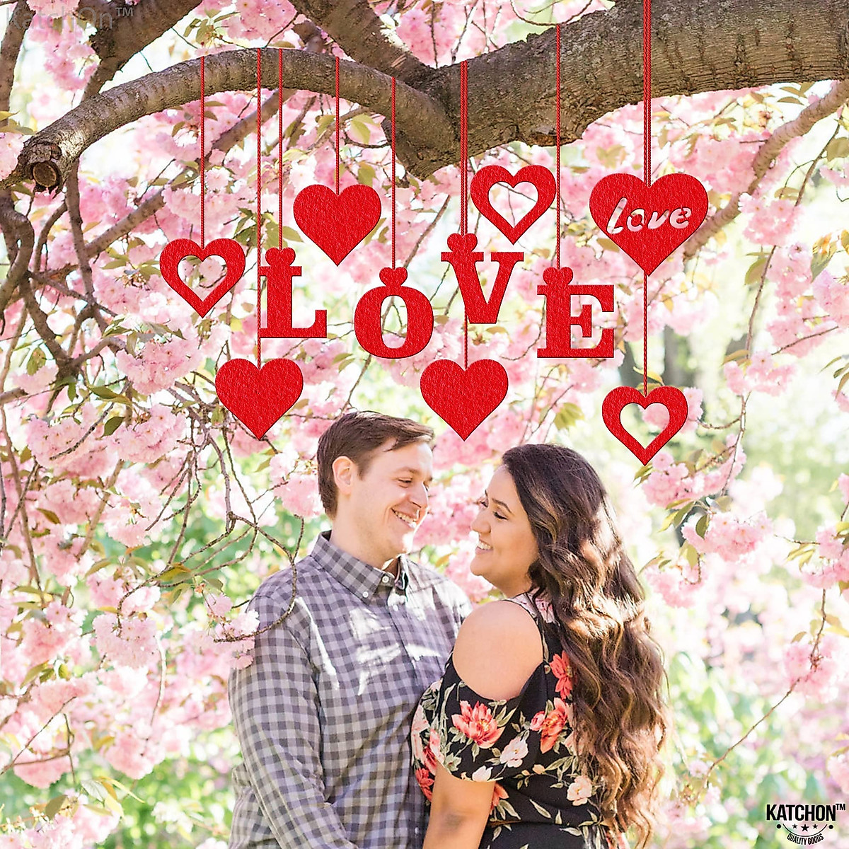 Felt Valentines Day Hanging Decorations - Valentines Day Tree Decorations | Hanging Hearts Decorations | Love Heart Garland for Valentines Day Decoration | Valentines Day Garland, Valentines Day Décor