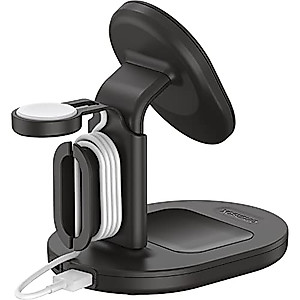 OtterBox Wireless 3 in 1 MagSafe Charging Stand, Strong Magnetic Alignment and Attachment with MagSafe, Sleek Multi-Devicie Charging Station for iPhone, AirPods and Apple Watch, Black