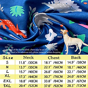 PriPre Dogs Surgery Recovery Suit Dinosaur Printed Long Sleeve Shirts Soft Pajamas Onesie Jumpsuit Prevent Licking Dogs Shedding Suit for Large Dogs(Navy,3XL)