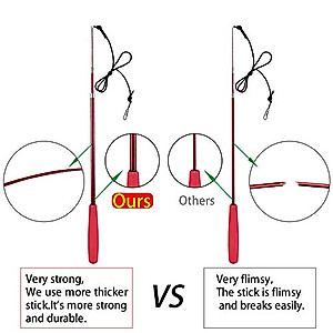 Interactive Cat Toys for Indoor Cats,Retractable Cat Toy Wand,12 Packs Cat Feather Toys and Replacement, 9 Assorted cat Teaser Refills with Bell for Cat Kitten, Cat Fishing Pole Toys for Cat Kitten