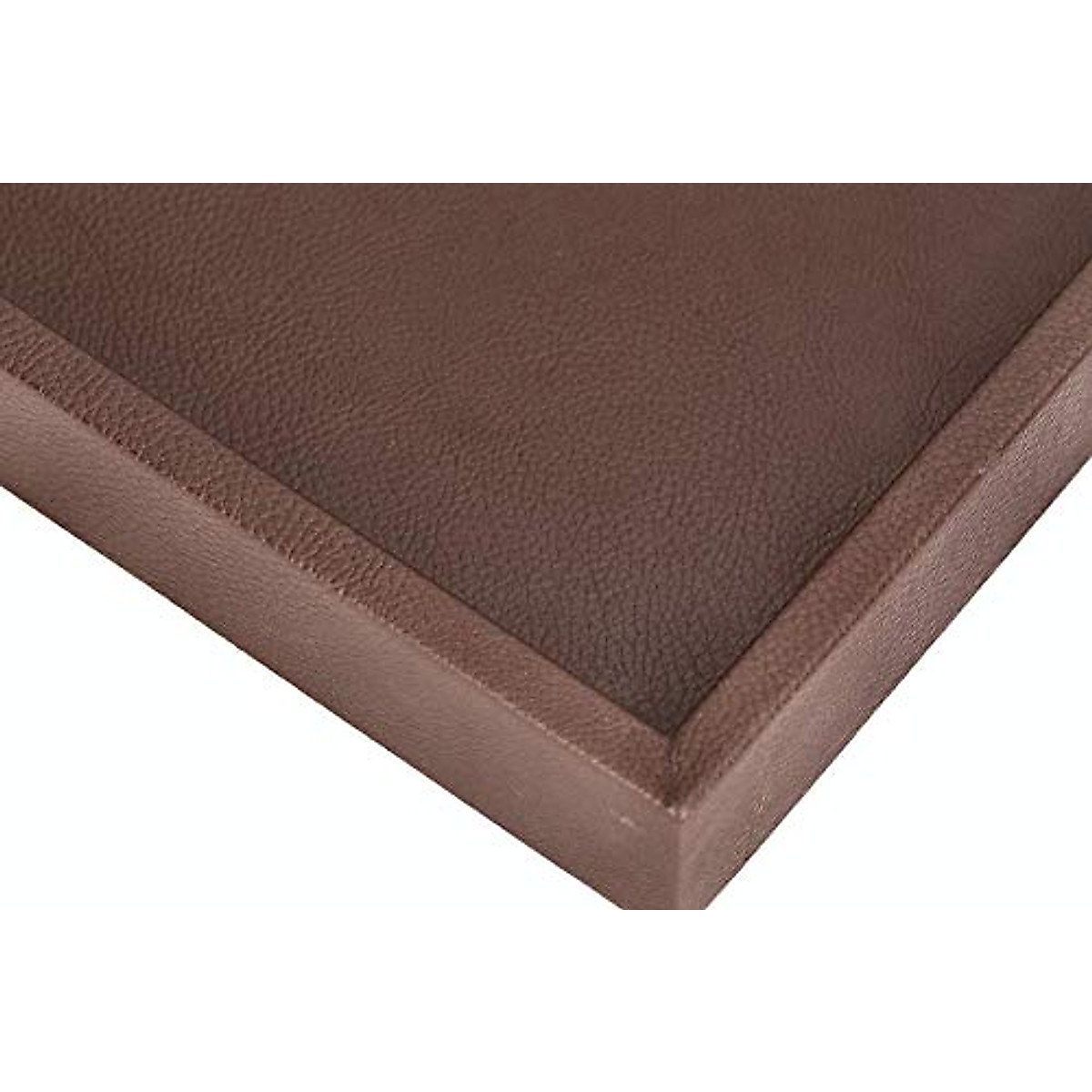 Ottoman Serving Tray Made of Wood & Faux Leather - 18” x 13” - Brown