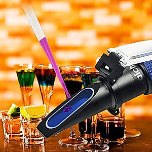 Alcohol Refractometer of 0-80% Volume Percent Scale Range, for Alcohol Content Measurement in Alcohol Liquor Production, Distilled Beverages, Homebrew, with Automatic Temperature Compensation Function