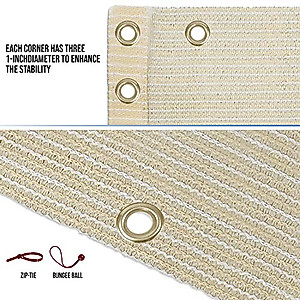 E&K Sunrise 3' x 12' Balcony Privacy Fence Screen Cover with Zip Ties Outdoor Screen Fence UV Protection for Deck Patio Backyard Apartment Pool Porch (Beige)