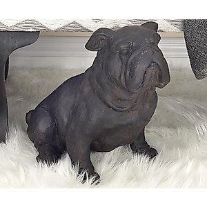 Deco 79 Polystone Bulldog Decorative Sculpture Weathered Sitting Home Decor Statue, Accent Figurine 17" x 9" x 13", Brown