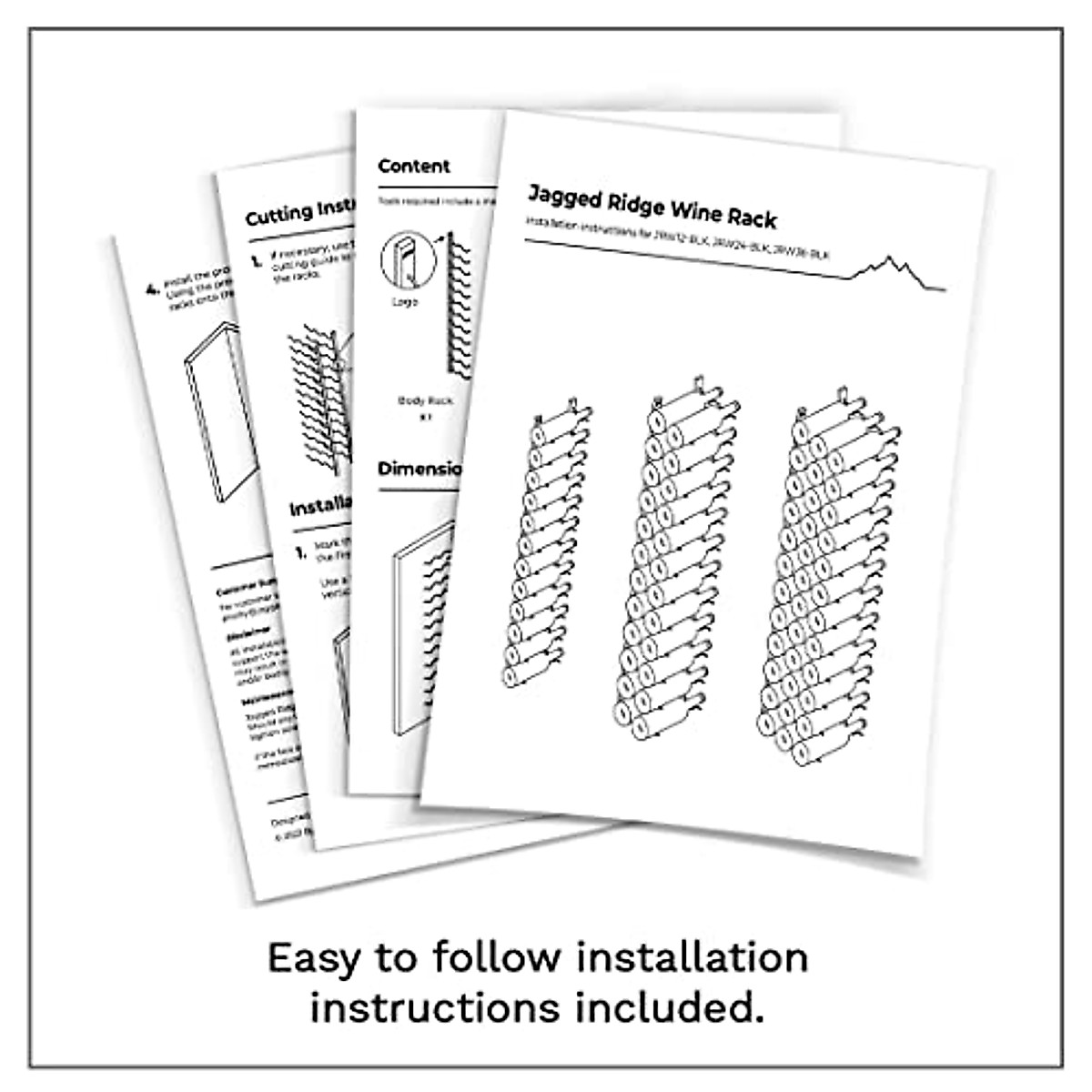 Jagged Ridge Wine Rooms Wall-Mounted Metal Wine Rack - 36 Wine Bottle Holder, Modern, Matte Black, Designed in Canada by Wine Enthusiasts