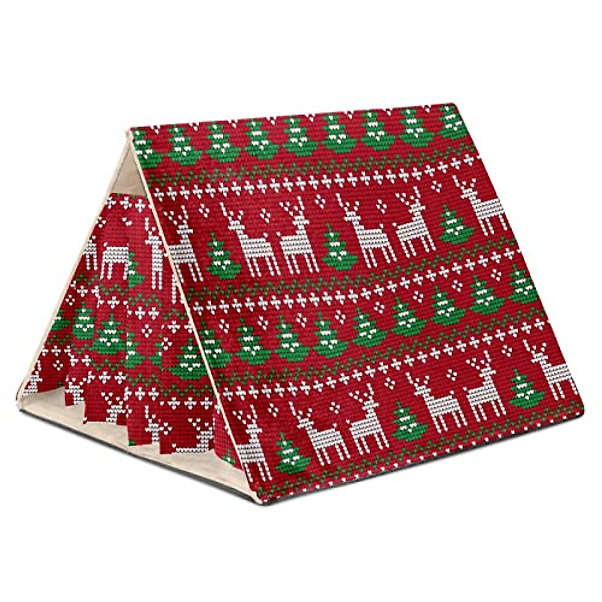 enheng Small Pet Hideout Red Christmas Knitting Pattern Hamster House Guinea Pig Playhouse for Dwarf Rabbits Hedgehogs Chinchillas