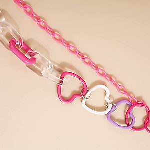 YERTTER Gothic Acrylic Layered Rock Hip Hop Pants Jean Chain Heart Rings Pendant Layered Punk Trousers Chains Biker Heavy Thick Wallet Pocket Chains Silver Keychains Body Chain for Men and Women