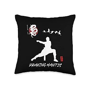 Praying Mantis Beginner Calligraphy Praying Mantis Praying Mantis Beginners Calligraphy. Chinese Martial Art Throw Pillow, 16x16, Multicolor