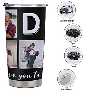 Personalized Picture Travel Tumbler for Dad Gift on Father's Day from Daughter Son Custom Coffee Mug Cup