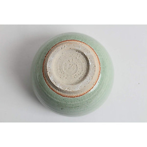 Mino ware Japanese Pottery Large Bowl Mint Green Stripe Crackled (Matcha/Rice) made in Japan (Japan Import) MSB010