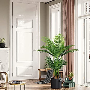 VIAGDO Artificial Kentia Palm Tree 4ft Tall Fake Palm Tree Decor with 15 Trunks Faux Tropical Palm Silk Plant Potted Dypsis Lutescens Plants for Modern Home Office Floor Corner Decor Indoor, 2 Pack